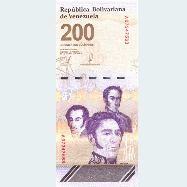 200 Venezuelan Bolivar Digitales Banknote, (2023) UNC, P-120 (200 Mill ...